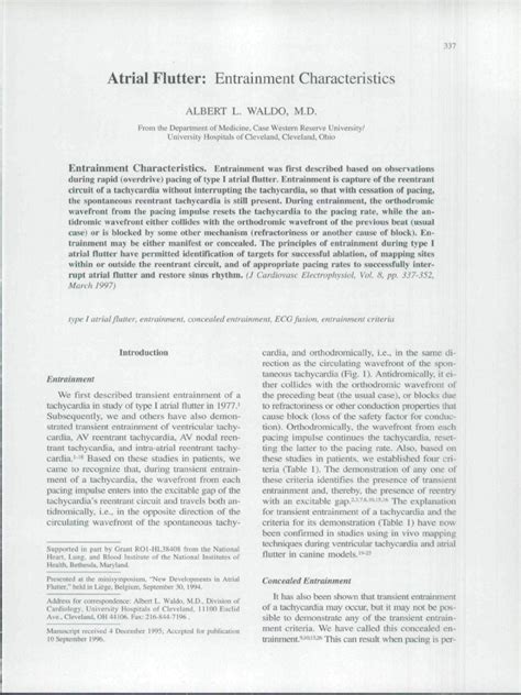 Atrial Flutter Entrainment Characteristics Pdf Artificial Cardiac