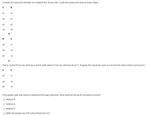 Solved Consider The Natural Join Between Two Relations R A Chegg