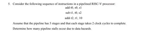 Solved Consider The Following Sequence Of Instructions In A