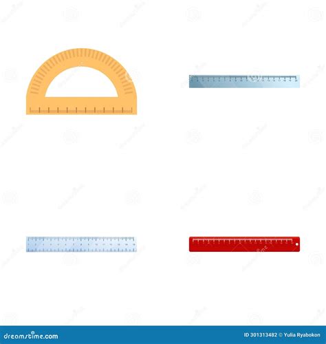 Measuring Tool Icons Set Cartoon Vector Protractor And Ruler Stock