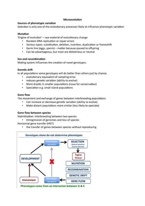 Evolution Biology Notes Microevolution Sources Of Phenotypic Variation Selection Is Only One