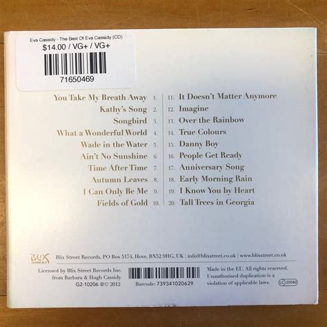 Eva Cassidy The Best Of Eva Cassidy Cd Suffragette Records