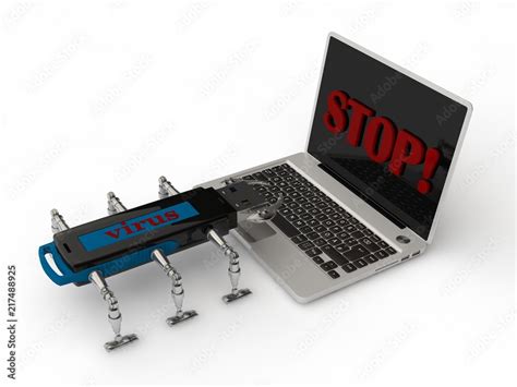 Image Of A Notebook With The Text Stop In The Monitor And A Computer