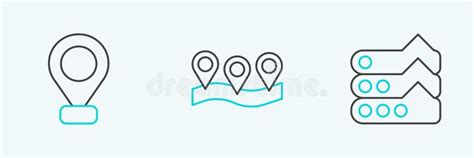 Set Line Graph Chart Diagram Location And Icon Vector Stock Illustration Illustration Of