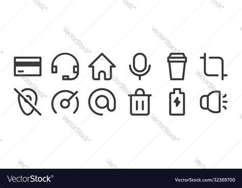 Set Linear User Interface Icons Thin Royalty Free Vector