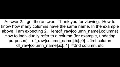 How To Handle Columns Of The Same Name In Pandas Youtube