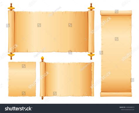 Papyrus Scroll Set Parchment Paper Old Stock Vector Royalty Free