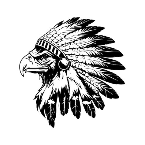 Premium Vector Eagle Wearing Indian Chief Head Accessories Collection Set Hand Drawn Illustration