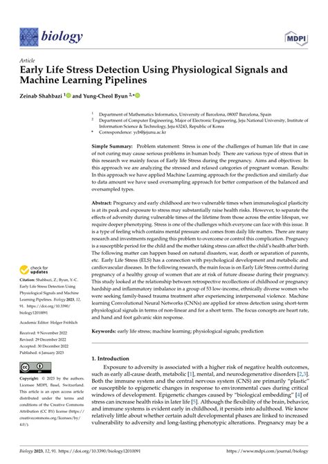 Pdf Early Life Stress Detection Using Physiological Signals And Machine Learning Pipelines
