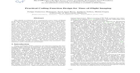 pdf practical coding function design for time of flight imaging