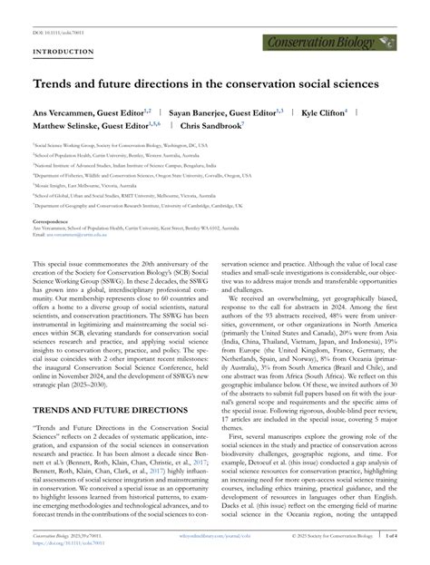 Trends And Future Directions In The Conservation Social Sciences