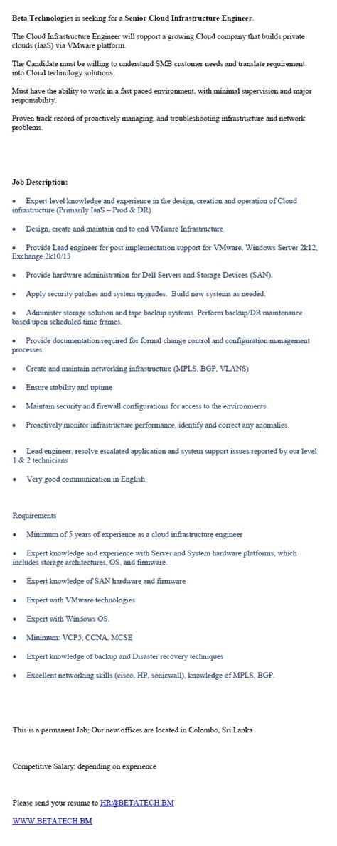 Senior Cloud Infrastructure Engineer