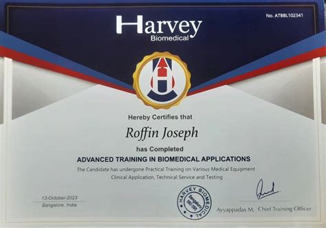 Roffin Joseph On Linkedin Completed 50 Days Advanced Training In Biomedical Device Applications In…