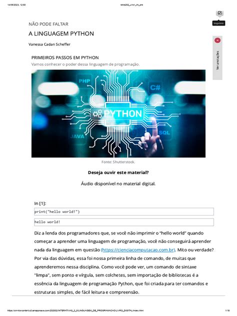 1 A Linguagem Python Pdf Python Linguagem De Programação