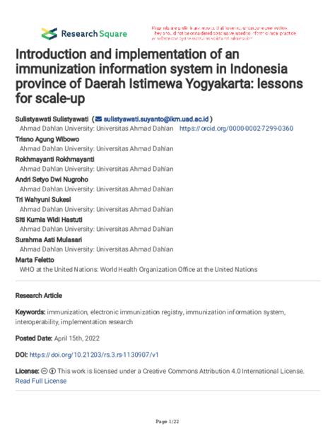 Pdf Introduction And Implementation Of An Immunization Information System In Indonesia