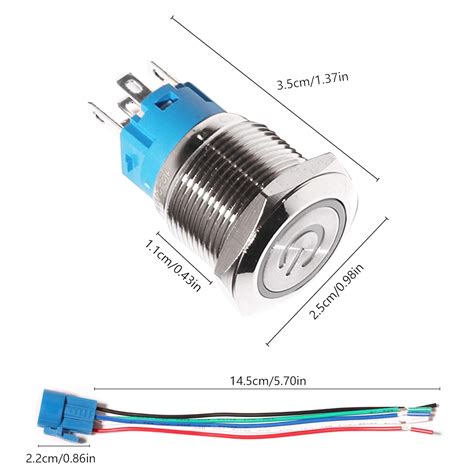 Buy Monrand PC Latching Push Button Switch V DC ON Off Self Locking Latching Push Button