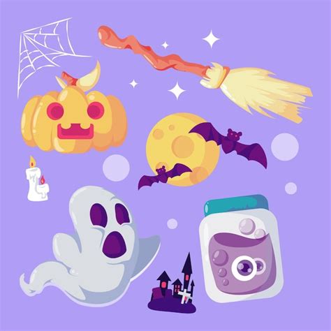 Premium Vector Halloween Cute Element Flat Vector Illustration