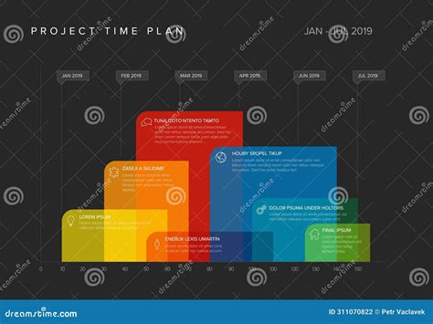 Dark Project Timeline Gantt Graph Diagram Schema Template With Color
