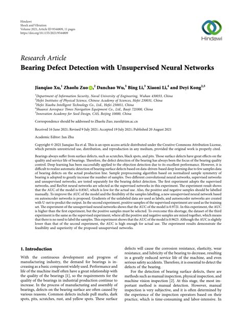 Pdf Bearing Defect Detection With Unsupervised Neural Networks