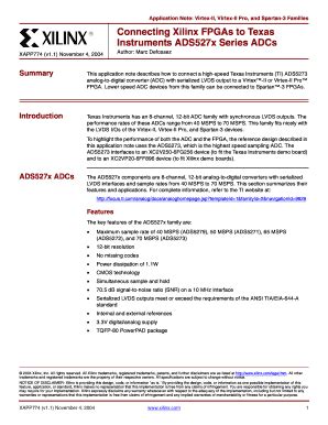 Fillable Online Xilinx XAPP774 Connecting Xilinx FPGAs To Texas Instruments ADS527x Series ADCs