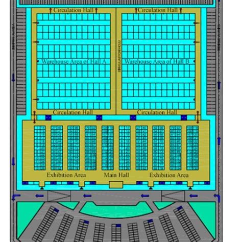 Distribution Center Layout With An Exhibition Area And A Single