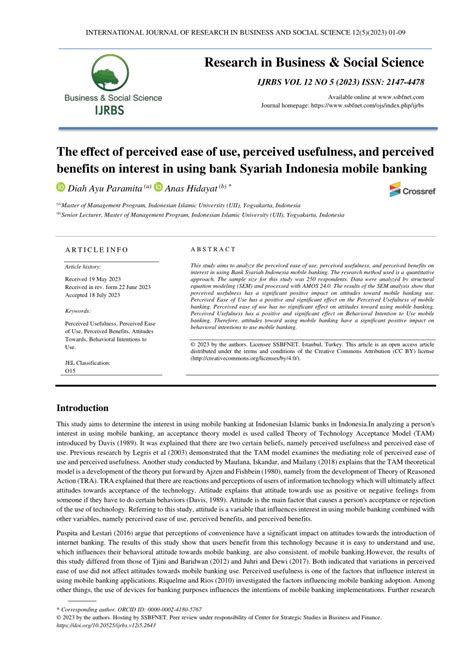 Pdf The Effect Of Perceived Ease Of Use Perceived Usefulness And Perceived Benefits On