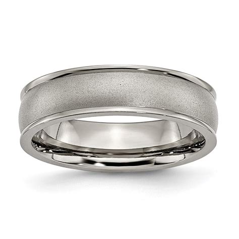 High Quality Brushed Titanium 6mm Ridged Edge Chisel Band Stylish