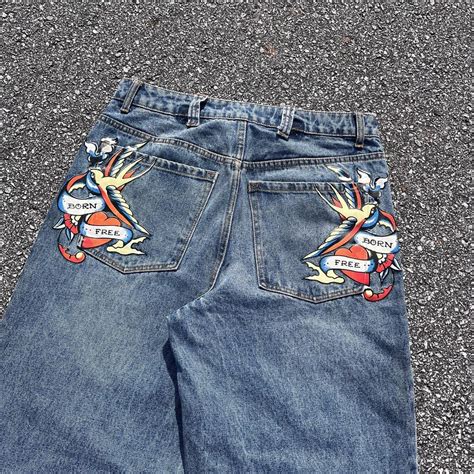 Vintage Y2k Wide Legged Ed Hardy Jeans Jnco Style Depop