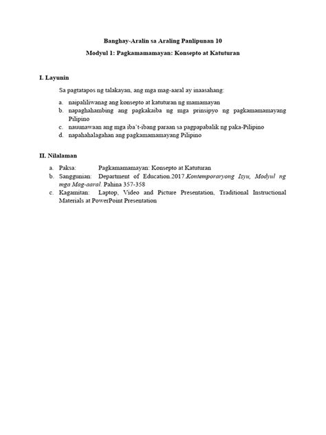 lesson plan in grade 10 module 1 part 1 pdf
