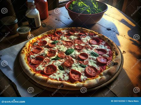Illustration Of Huge Close Up Homemade Style Pizza Stock Illustration