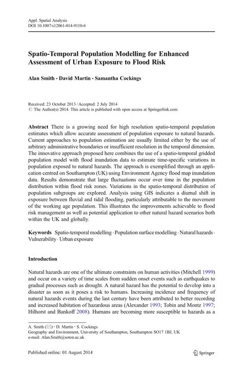 Pdf Spatio Temporal Population Modelling For Enhanced Assessment Of