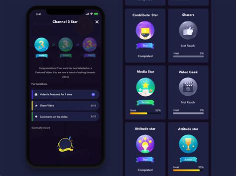 Reward Solar System App Interface Gamification Achievement Badges