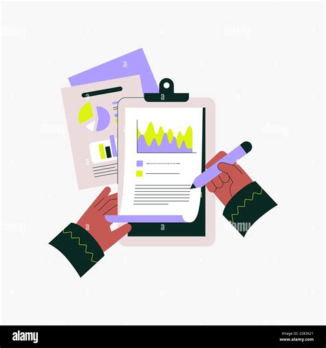 Business Analytics Report Creation With Graphs Charts And Data On Clipboard And Paper Flat Business Analytics Report Creation With Graphs Charts And Data On Clipboard And Paper Flat