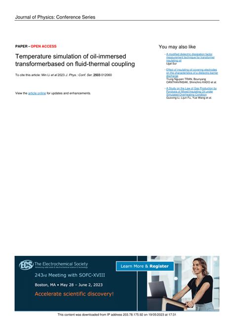 Pdf Temperature Simulation Of Oil Immersed Transformerbased On Fluid Thermal Coupling