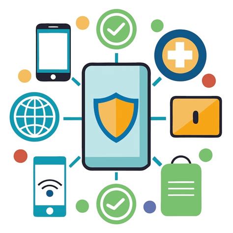 Mobile Phone With Shield Protection Checkmarks Wifi And Globe Premium Ai Generated Vector