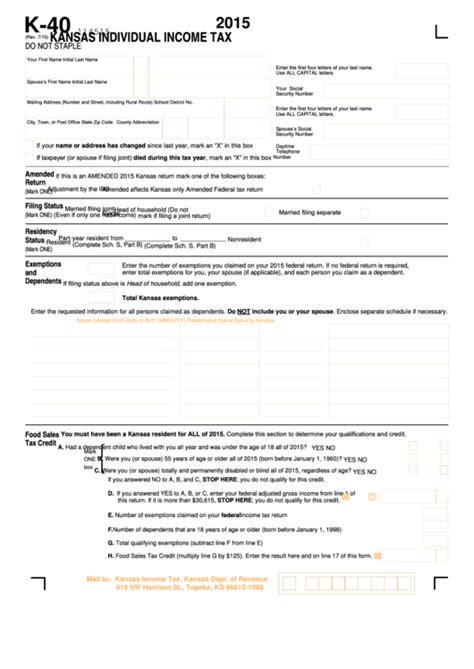 Free Printable Kansas Tax Forms Printable Forms Free Online