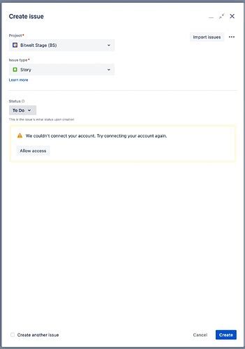 forge allow access prompt now breaks create issue ui and hides issue