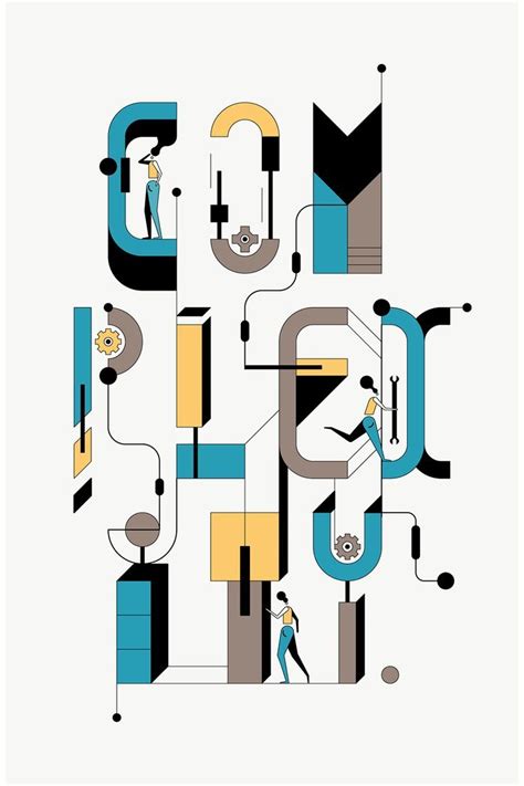 A Complex Typography With Machinery Illustration Animation Portfolio