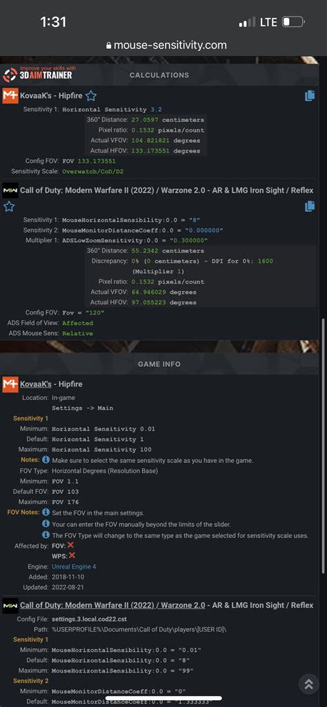 Newbie Convert From Kovaaks To Mw2 Technical Discussion Mouse Sensitivity Community