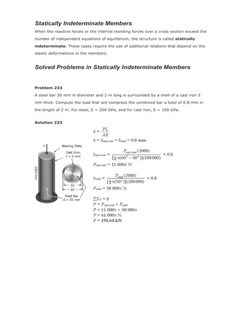 Statically Indeterminate Members Solved Problems