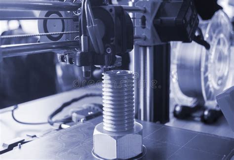 D Printer Printing Prototype Molten Plastic Process Of Creating Prototype Model Stock Photo