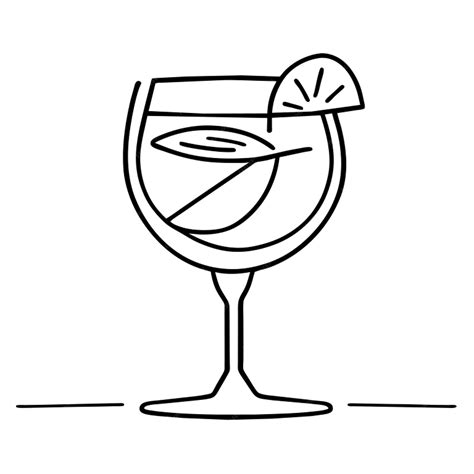 Gin Glass Vector Illustration Line Art Premium Ai Generated Vector