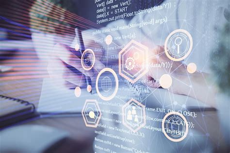 Premium Photo Double Exposure Of Womans Hands On Background With Technology And Digital Coding