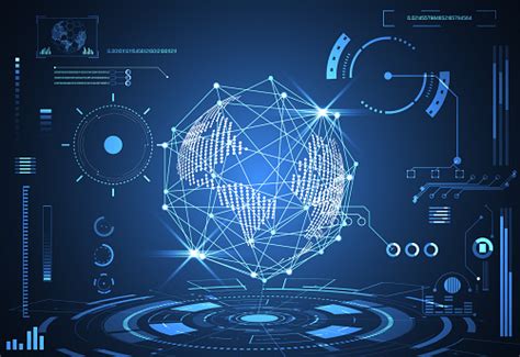추상적인 기술 Ui 미래 개념 세계 디지털 Hud 인터페이스 홀로그램의 요소 디지털 데이터 차트 통신 원 활력 혁신에 안녕 기술