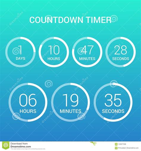 Counter Timer. Countdown Website Vector Template Digital Clock Timer Background. Neon Glow On A ...