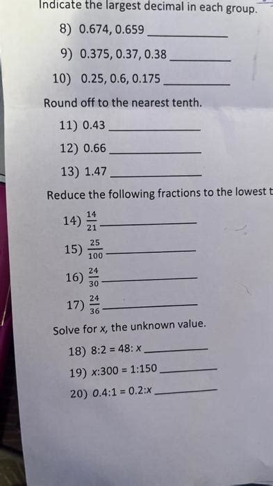 Solved Indicate The Largest Decimal In Each Group 8 Chegg Com