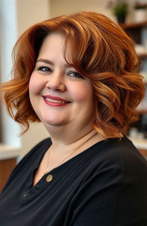 Curly Copper Bob For Round Faces Voluminous Bold And Flattering