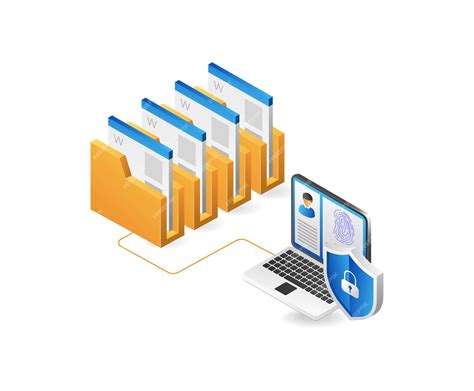 Premium Vector Data Protection Isometric Concept With Folder And
