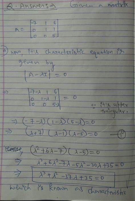 Find The Characteristic Equation Of A The Eigenvalues Of A And A Basis For The Eigenspace