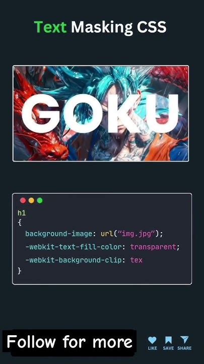 Text Masking In Css Maskingtutorial Cssproperty Css3 Textanimationvideo Trending Goku
